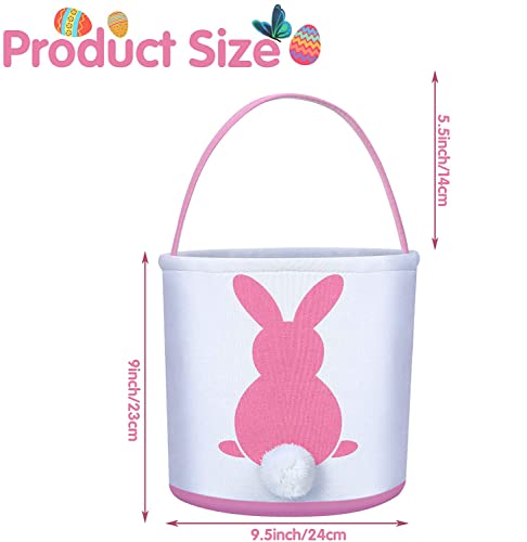 2 Pieces Easter Bunny Basket for Kids Personalized Canvas Cotton Candy Gift Egg Basket and Eggs Hunt Bag for Easter