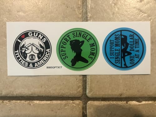 3 pcs Set I Support Single Moms - Funny Hard Hat Stickers Decals Welder, Pipefitter, Construction Helmet, Union Hardhat, Mechanic, Tool Box Stickers