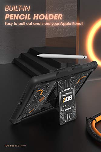 Mumba Ops Case for New iPad 9th/8th/7th Generation 2021/2020/2019, [Built-in Screen Protector] [Kickstand] [Pencil Holder], Full-Body and Drop-Proof Cover for iPad 10.2 inch, Cyberpunk Style