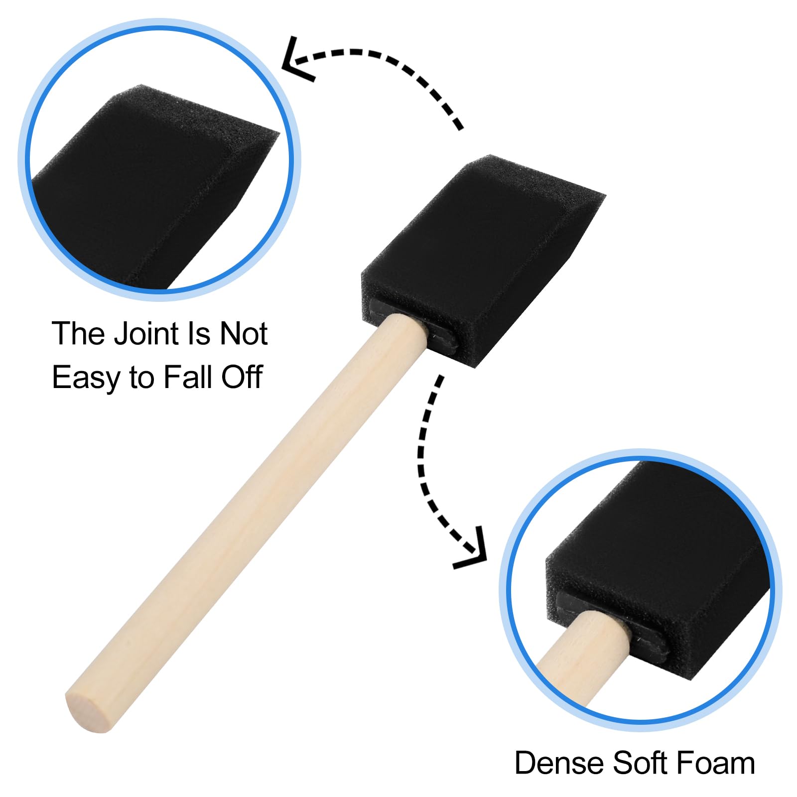 40 Pcs Foam Brush,1β Foam Paint Brushes, Wood Handle Sponge Paint Brush, Foam Brushes for Painting for Staining, Varnishes, and DIY Craft Projects