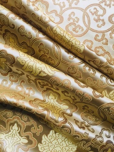 Adelaide Gold Chinese Brocade Satin Fabric by The Yard - 10058