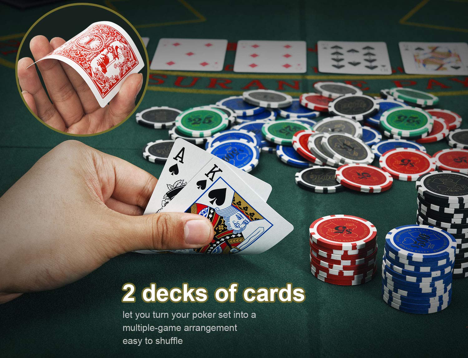 4 EVER WINNER Poker Chip Set 500PCS Professional Poker Set 11.5 Gram Casino Chips with Denominations, for Texas Holdem Blackjack Gambling Poker Set with Aluminum Case