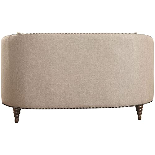 Coaster Furniture Avonlea Loveseat with Button Tufting and Nailhead Trim Beige Stone Grey 505642