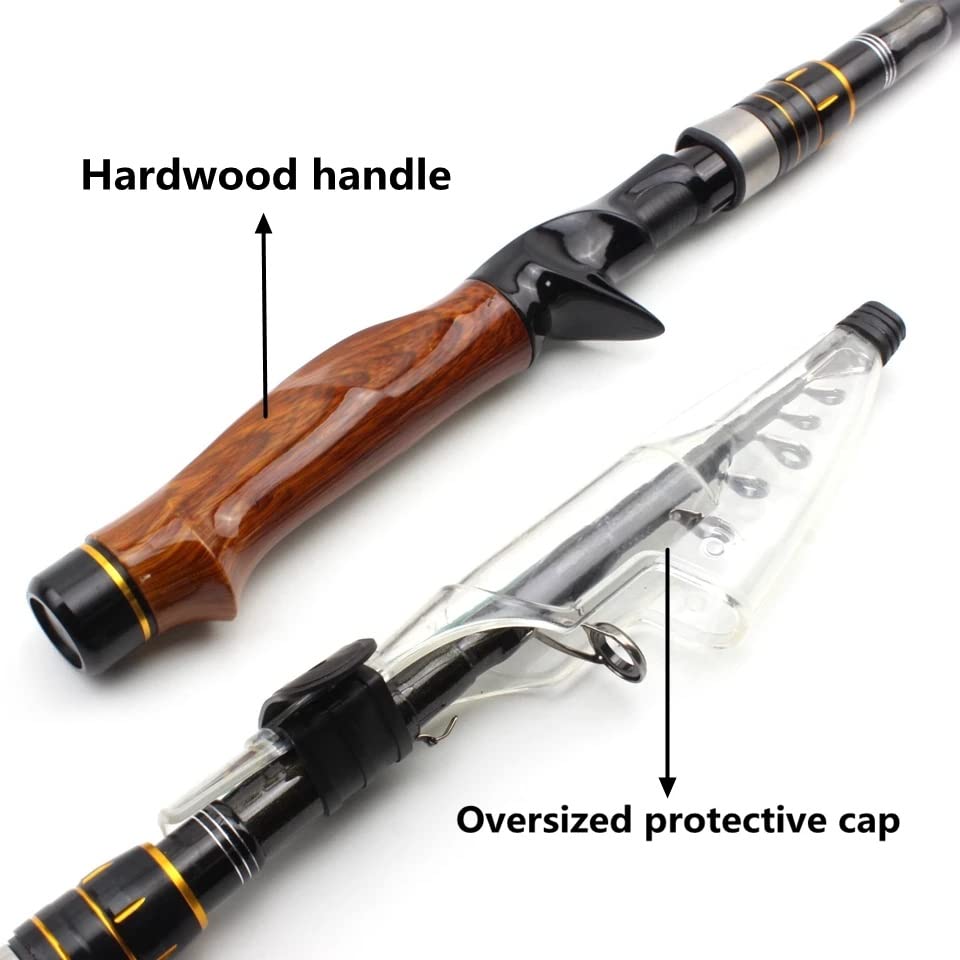 2.7m Lure Rod Casting Telescopic Fishing Rod Wooden Handle Portable High Carbon Carbon Trout Rod Pole Lure 5-20g ( Color : D , Size : 2.7 m )