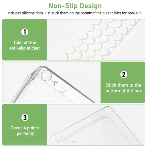 6 Pack Drawer Organizers, Plastic Clear Acrylic Non Slip Non Cracking kitchen drawer organizer Stackable Bathroom Drawer Organizer Trays, Storage Bins for Makeup, Bathroom, Kitchen Office
