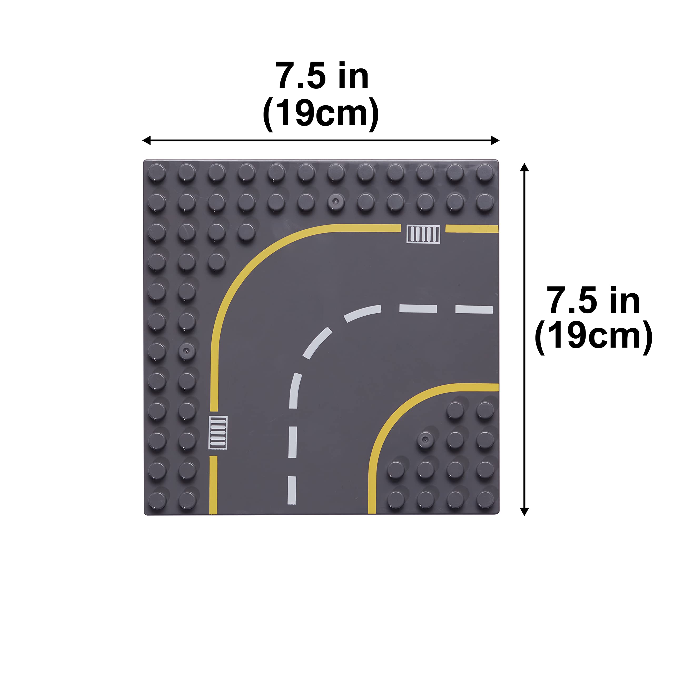 Apostrophe Games Large Building Blocks Road Base Plates Compatible with Large Building Blocks β 8Pcs Straight and Curved Road Construction Blocks β 7.5 x 7.5 Inch Street Baseplates, STEM Learning