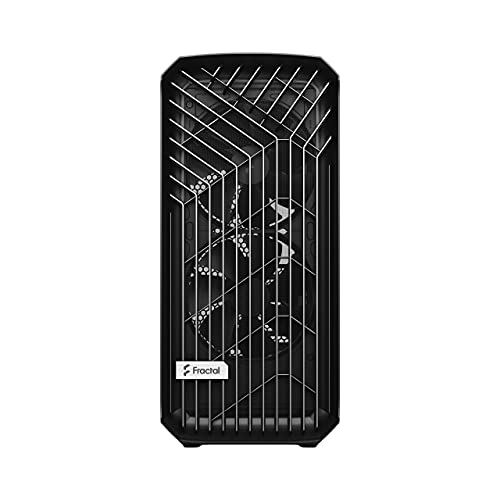 Fractal Design Torrent Black - Dark Tint Tempered Glass Side Panel - Open Grille for Maximum air Intake - Two 180mm PWM and Three 140mm Fans Included - Type C - ATX Airflow Mid Tower PC Gaming Case