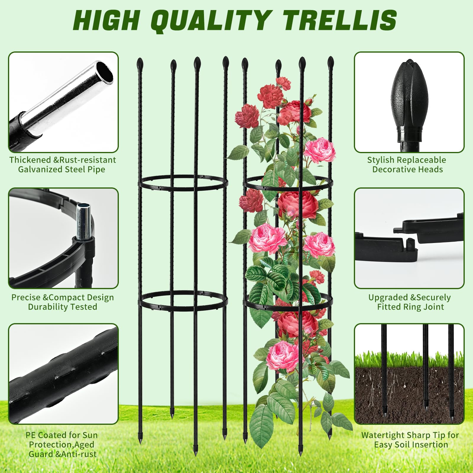 2 Pack Tomato Cage, Tomato Cages for Garden, Tomato Trellis Plant Stakes Support, Tomato Cage for Pots and Garden Climbing Vegetables Plants Flowers