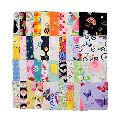 50 pcs 2.5-Inch' Mini Charm Pack, Die Cut Quilting Squares, 100% Cotton for Quilting, Fabric Bundle (I Spy Girls)