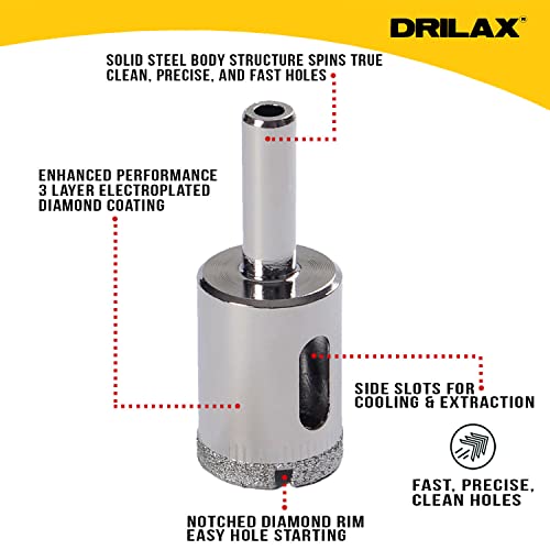 3/4 Inch Diamond Drill Bit Ceramic Pot Porcelain Tile Glass Bottle Granite Hole Saw 0.75 inches by Drilax