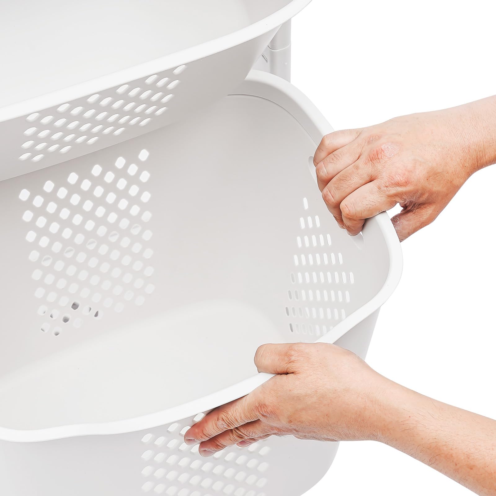 3 Layer Storage Basket 360° Rolling Laundry Basket Bathroom, Multi-layer Clothes Organizer Basket for Kitchen,living Room and Bathroom 16.92 * 12.99 * 42.91"
