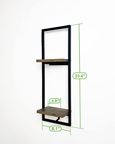Cocoyard Floating Shelves, Wall Mounted Shelf, Set of 2. Modular Wall Shelf Set. Perfect for Living Room Bedroom Bathroom. Great Gift Ideas for Plant Lovers (Black, 8.1" W x 4.9" D x 23.6" H)