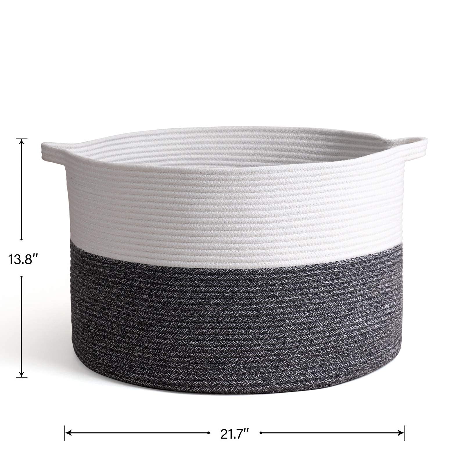 INDRESSME XXXL Large Cotton Rope Woven Basket Laundry Storage Bin with Handles (Set of 2)