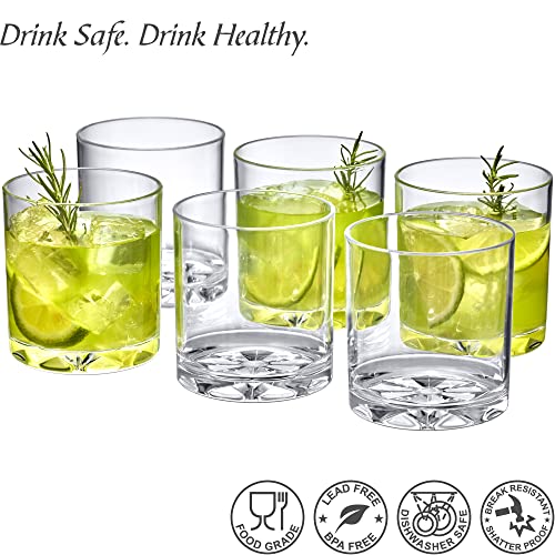 Amazing Abby - Liberty - 12-Ounce Plastic Tumblers (Set of 6), Plastic Drinking Glasses, All-Clear Reusable Plastic Cups, BPA-Free, Shatter-Proof, Dishwasher-Safe