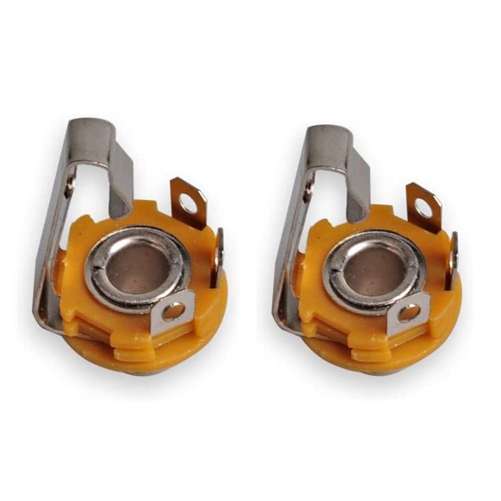 2-Pack1/4" Jacks 6.35mm Mono TS Socket Female Connector Panel Mount with Switch Function for Electric Guitar Bass Microphone Audio (Mono with Switch)