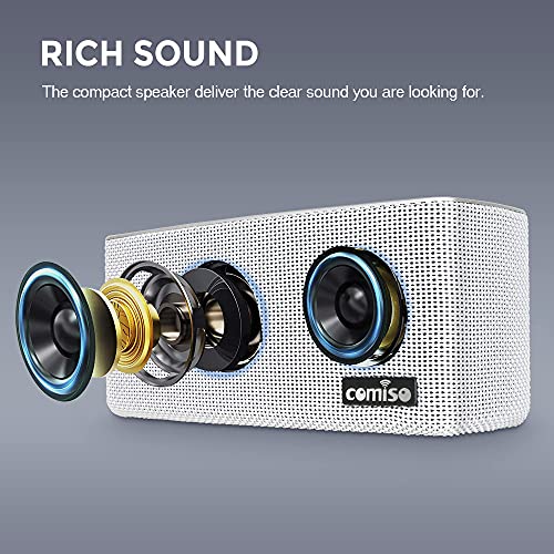 comiso Bluetooth Speakers, 20W Loud Wood Home Audio Outdoor Portable Wireless Speaker, Subwoofer Tweeters for Super Bass Stereo Sound Bluetooth 5.0 Handsfree 24H Playtime