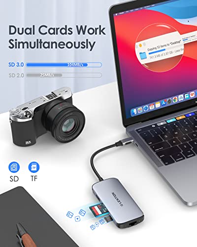 LENTION Ultra-Thin USB C Hub with Ethernet, 4K HDMI, USB 3.0/2.0, Card Readers & PD Adapter for 2023-2016 MacBook Pro 13/14/15/16/M1/M2, New Mac Air & Surface, Chromebook, More (CB-C48, Space Gray)