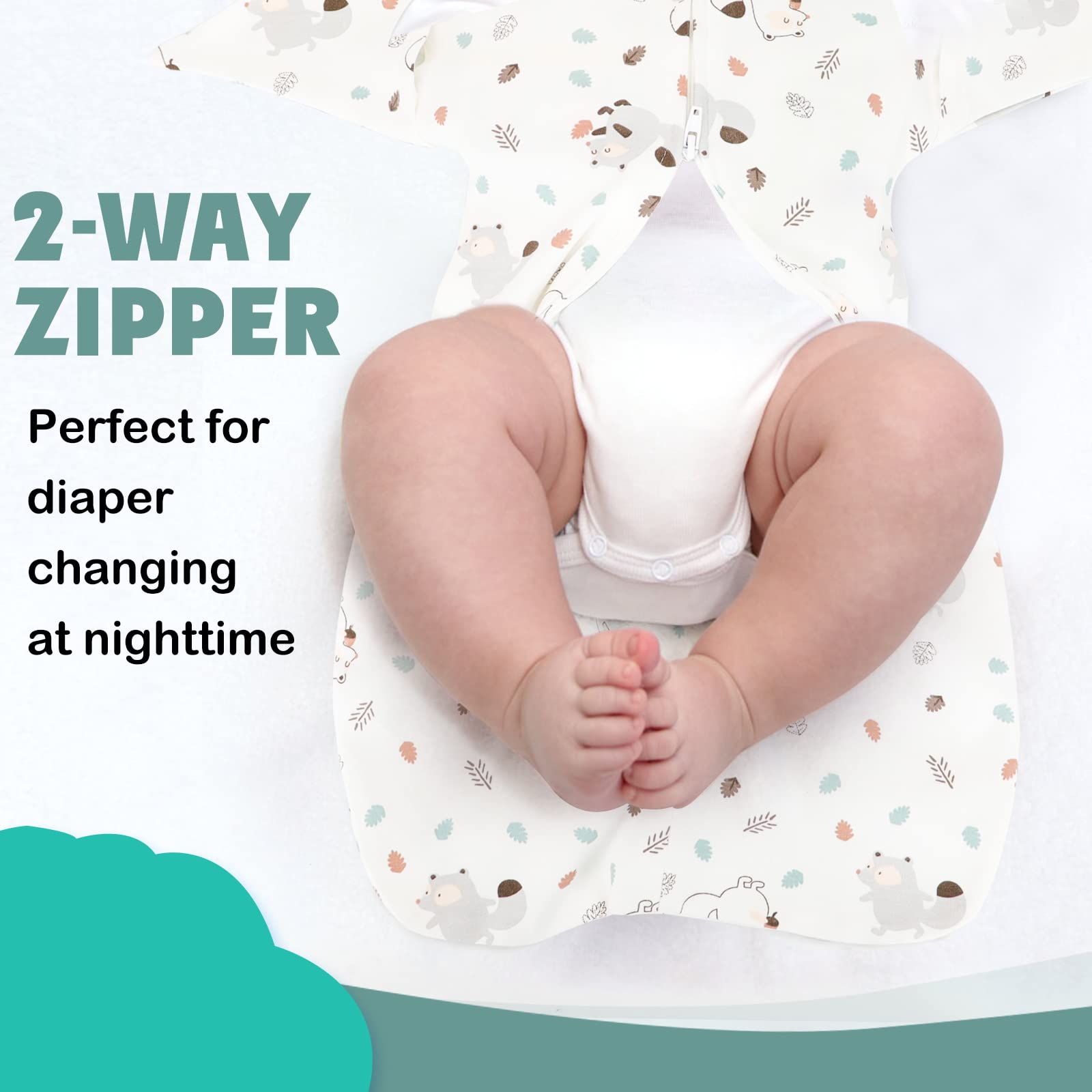 2 Pack Transition Swaddle with 2 Way Zipper, 100% Cotton Baby Swaddle Arms in/Out Arms Free Design Transitional Swaddle, Arms Up Sleeping Sack Baby Sleep Sack for Baby 0-3 Months, Giraffe & Squirrel
