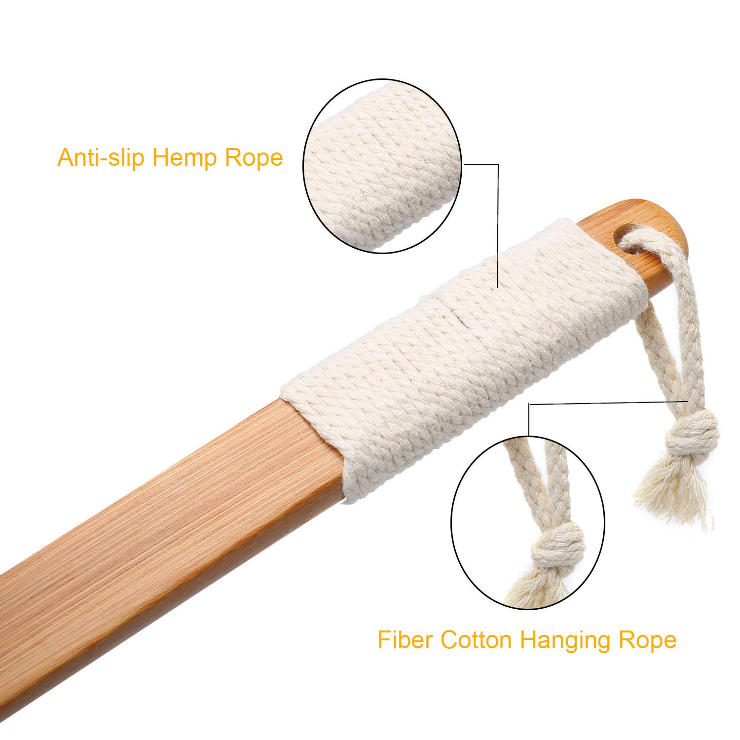 Leotruny 100% Natural Exfoliating Loofah with Long Wooden Handle Shower Back Brush (Off-White (1 Pack))