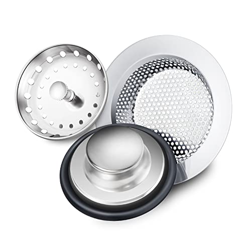 3 Pieces Kitchen Sink Stopper Strainer, Garbage Disposal Plug, Anti-Clogging Stainless Steel Sink Disposal Stopper, Perforated Basket Drain Filter Sieve or Keep Water for Standard Kitchen Sink Drain