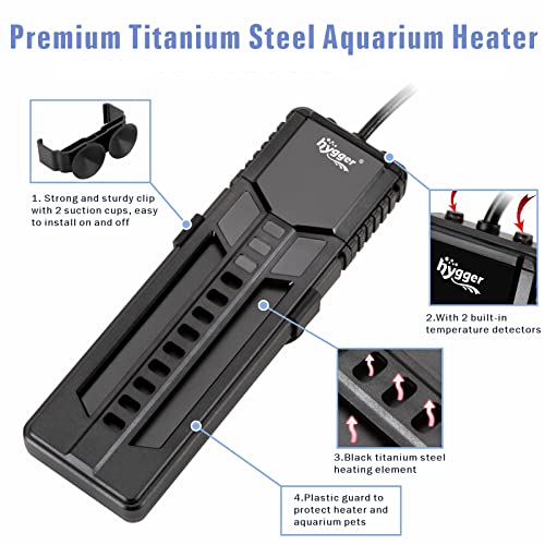hygger 800W Metal Steel Aquarium Heater for Fresh Water, Digital Submersible Heater with Built-in Thermometer, External LCD Display Thermostat Controller, for Fish Tank 120-180 Gallon
