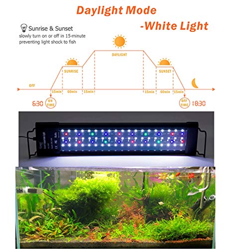 hygger Auto On Off 48-55 Inch LED Aquarium Light Extendable Dimable 7 Colors Full Spectrum Light Fixture for Freshwater Planted Tank Build in Timer Sunrise Sunset