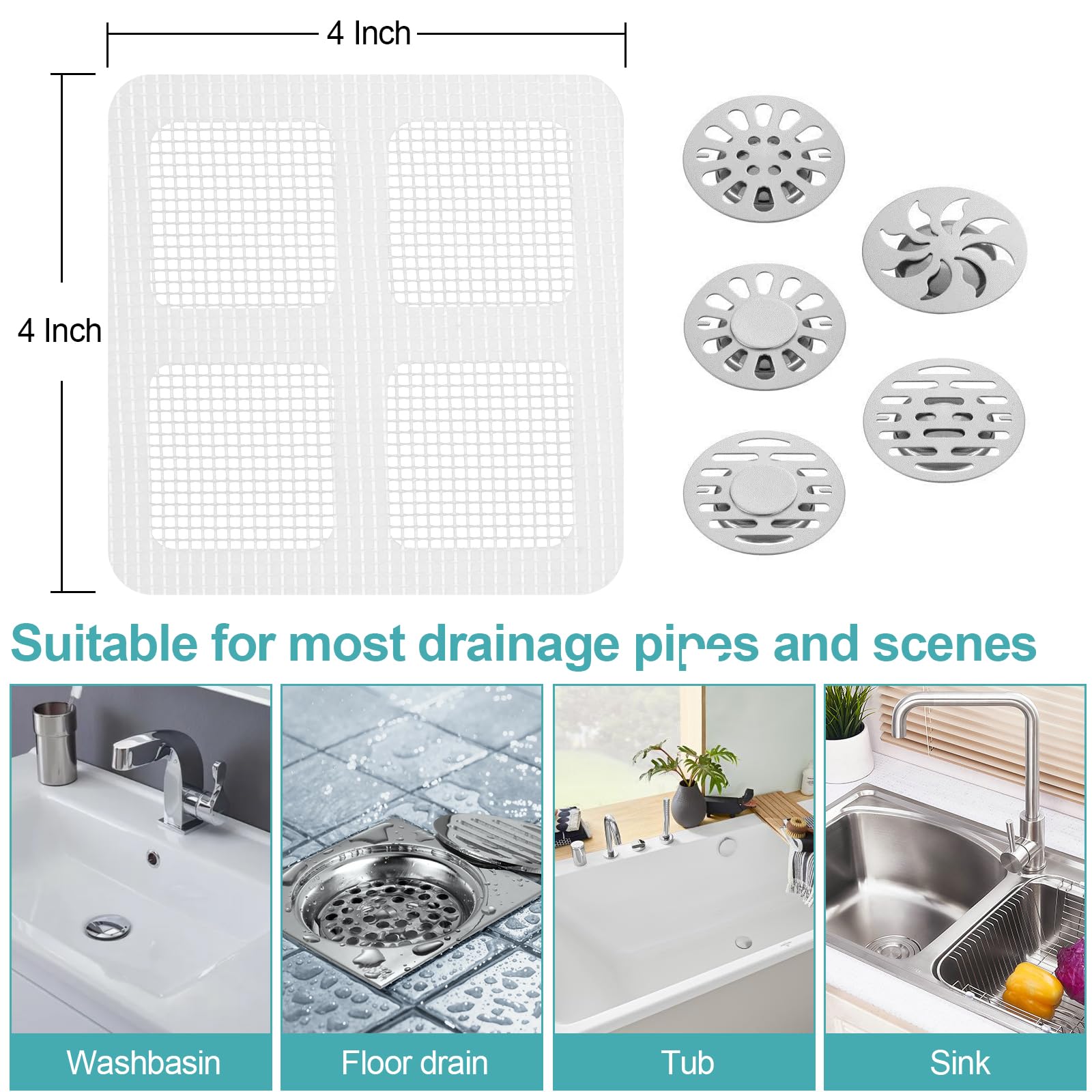 30Pcs-Disposable Shower Drain Hair Catcher&Bathtub Drain Cover& Shower Hair Drain Catcher,Kitchen Sink Drain Strainer&Bathroom Sink Drain StrainerFor Sink Stopper,Bathtub,Bathroom,Sink,Human&Pet Hair