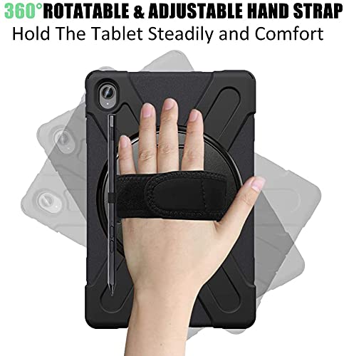 Junfire Shockproof Case for Lenovo Tab P11 Plus/P11 (2021/2020), Lenovo Tab P11 Plus/P11 Heavy Duty Rugged Case 11 inch with Hand Strap Kickstand Shoulder Belt for TB-J606F/TB-J606X/TB-J616F-Black