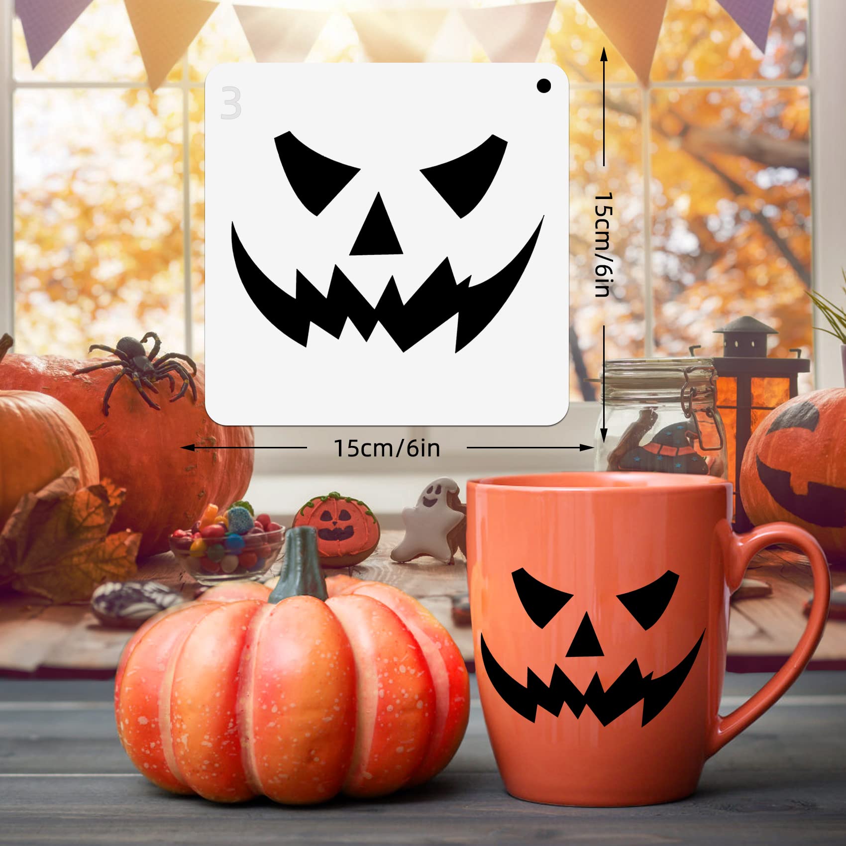 25pcs Halloween Stencils Reusable, 6x6"Halloween Stencils for Painting on Wood, Plastic Drawing Painting Spraying Template for Greeting Cards, Halloween Craft Ornaments Wall Window Door DIY Decoration