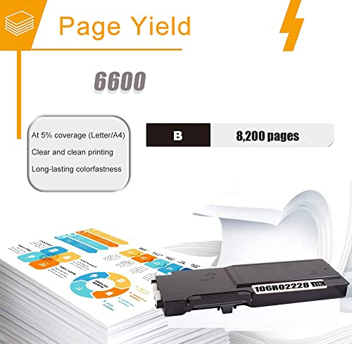 6600 Compatible 106R02228 Black Toner Cartridge Replacement for Xerox Phaser 6600 WorkCentre 6605 Printer Toner.(2Pack)