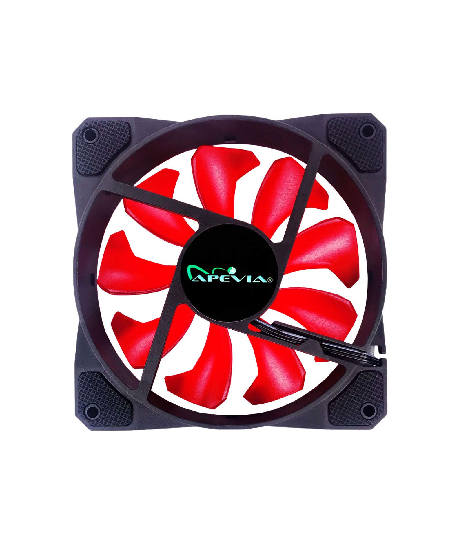 APEVIA CO1012L-RD Cosmos 120mm Red LED Ultra Silent Case Fan w/ 16 LEDs & Anti-Vibration Rubber Pads (10 Pk)