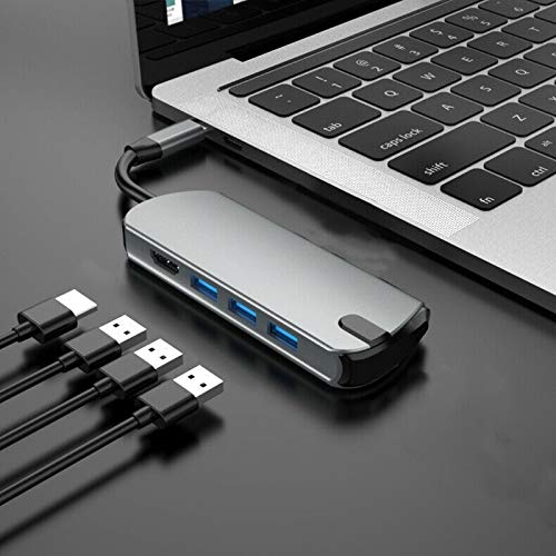 Leya-US Spare Part T1904 4 in 1 Multi-Function Type-C/USB-C HUB Expansion Dock (Color : Grey)