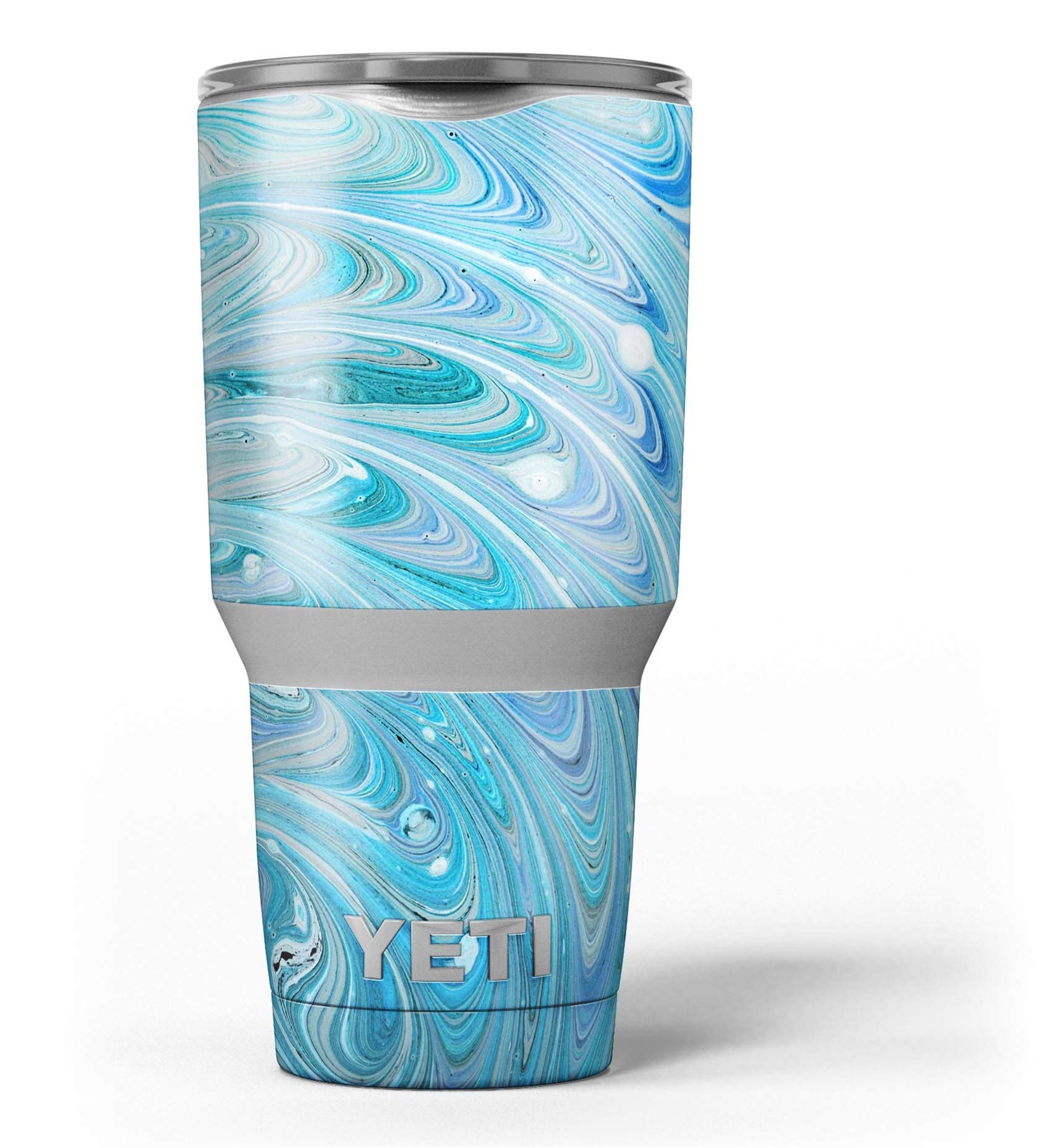 Design Skinz Mixed Blue Oil - Skin Decal Vinyl Wrap Kit Compatible with The Yeti Rambler Cooler Tumbler Cups