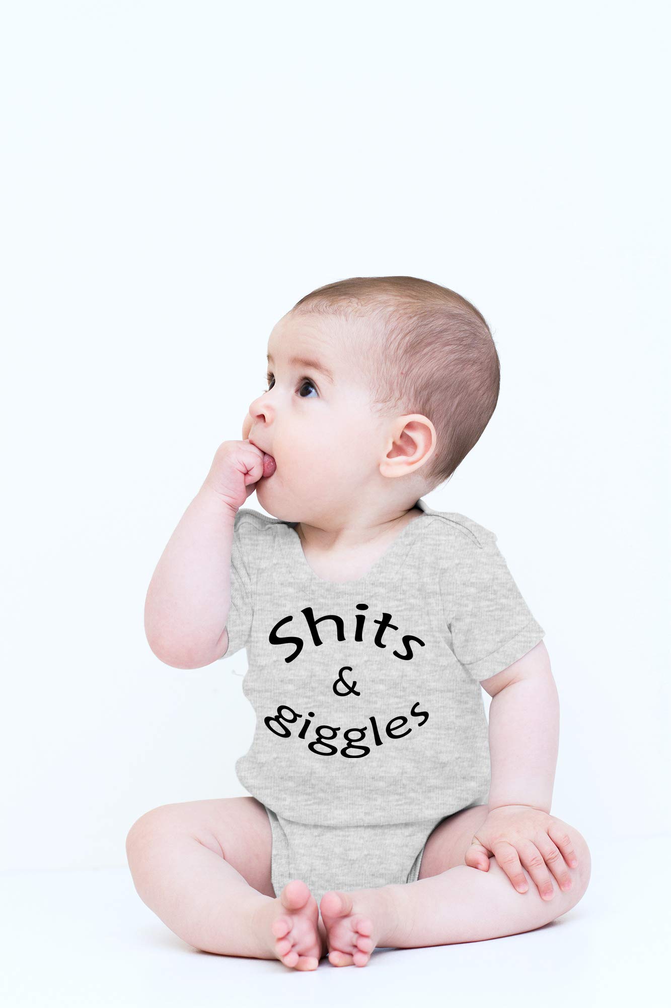CBTwear Shits And Giggles - Baby Clothes - Funny Newborn Bodysuit Outfits for Boys and Girls (Newborn, Heather Grey)