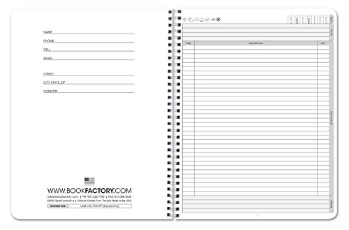 BookFactory Daily Activity Log Book/Day Log Book/Diary/Productivity Notebook, Wire-O - 100 Pages, 8.5" x 11" (LOG-100-7CW-PP-(DailyActivity))