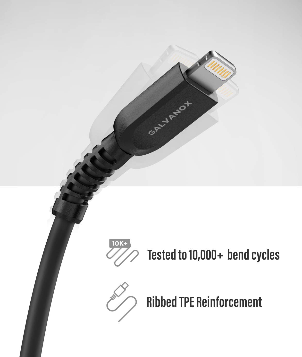 GALVANOX Short Lightning Charging Cable (3 Pack) Apple MFi Certified USB C to Lightning 1ft Braided Charger Cords Compatible with iPhone XR/11/12/13/14 Pro Max (Black)