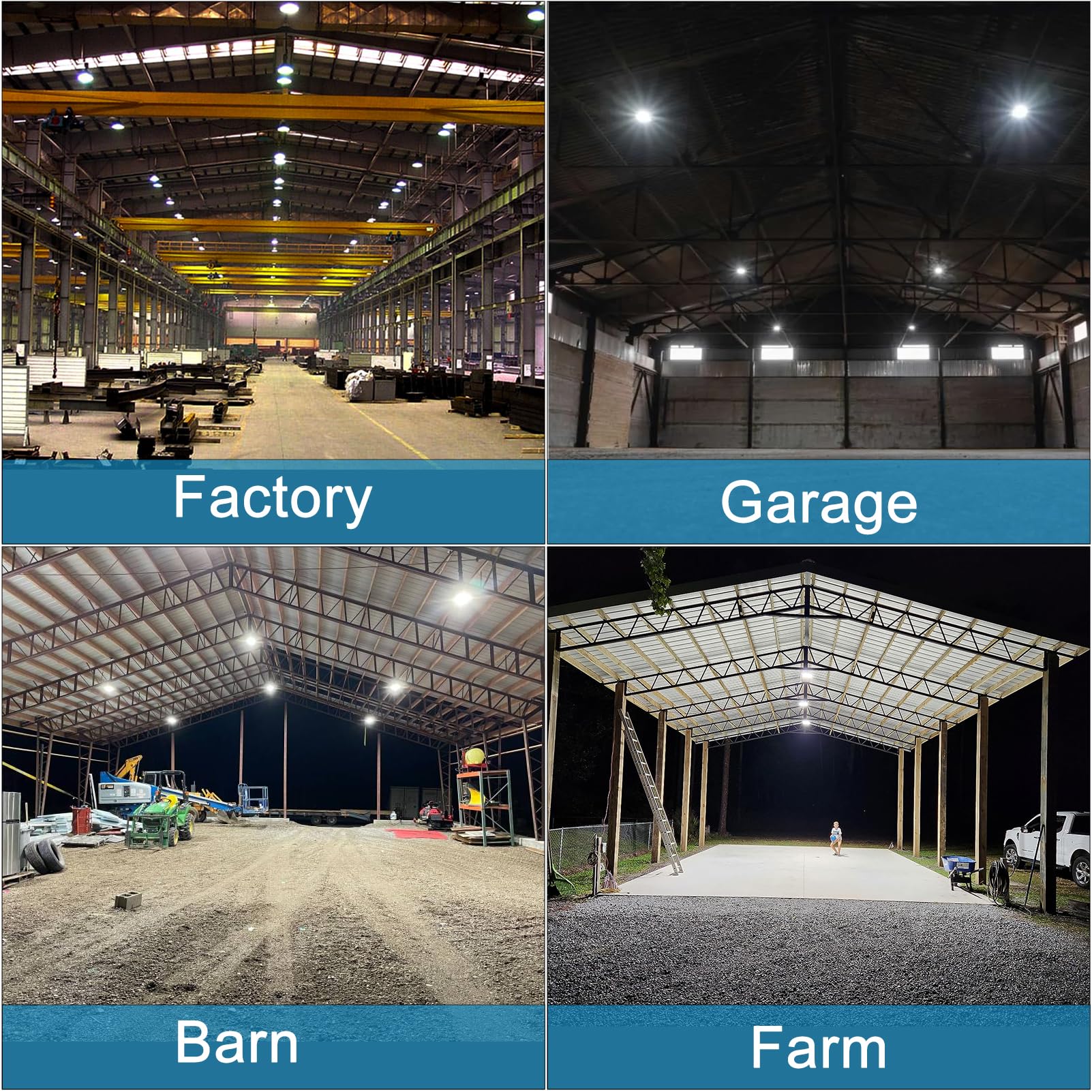 400W LED High Bay Light 60000LM (Eqv.1600W HPS) 0-10V Dimmable Commercial Bay Lighting, AC100-277V 5000K High Bay LED Light for 30~55FT-5 Pack