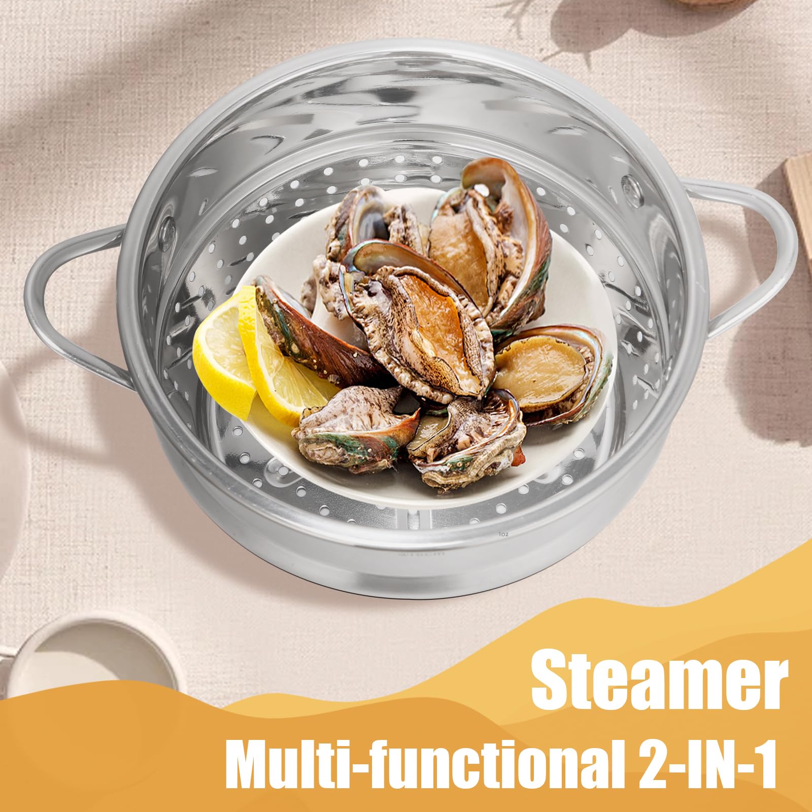 2.3 Quart Stainless Steel Saucepan with Steamer Basket,Tri-ply Construction,Multi-functional Sauce Pan Set with Lid,Small Sauce Pots Cooking for Pasta,Gravies,Noodles,Vegetable
