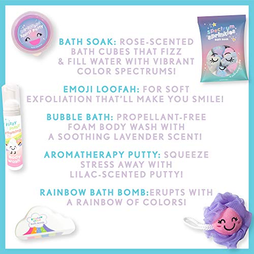 Just My Style MoodJoy Soak in Spirits Bubbly Bath Time Set by Horizon Group USA, Bath Spa Essentials, Lavender Bubble Bath, Rose Bath Soak, Magic Rainbow Bath Bomb, Aromatherapy Bath Kit, Bath Set