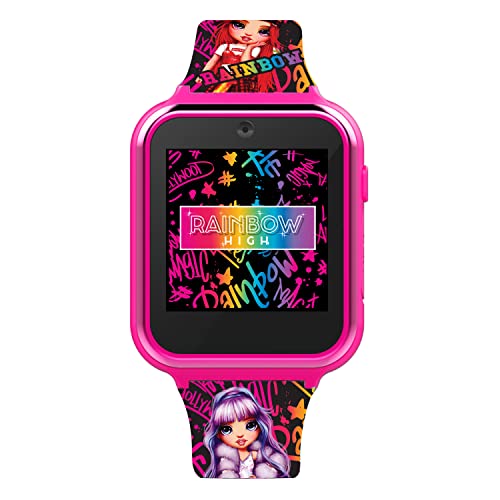Accutime Kids Rainbow High Educational Learning Touchscreen Pink Smart Watch Toy with Multicolor Strap for Girls, Boys, Toddlers - Selfie Cam, Games, Alarm, Calculator, Pedometer (Model: RNB4017AZ)