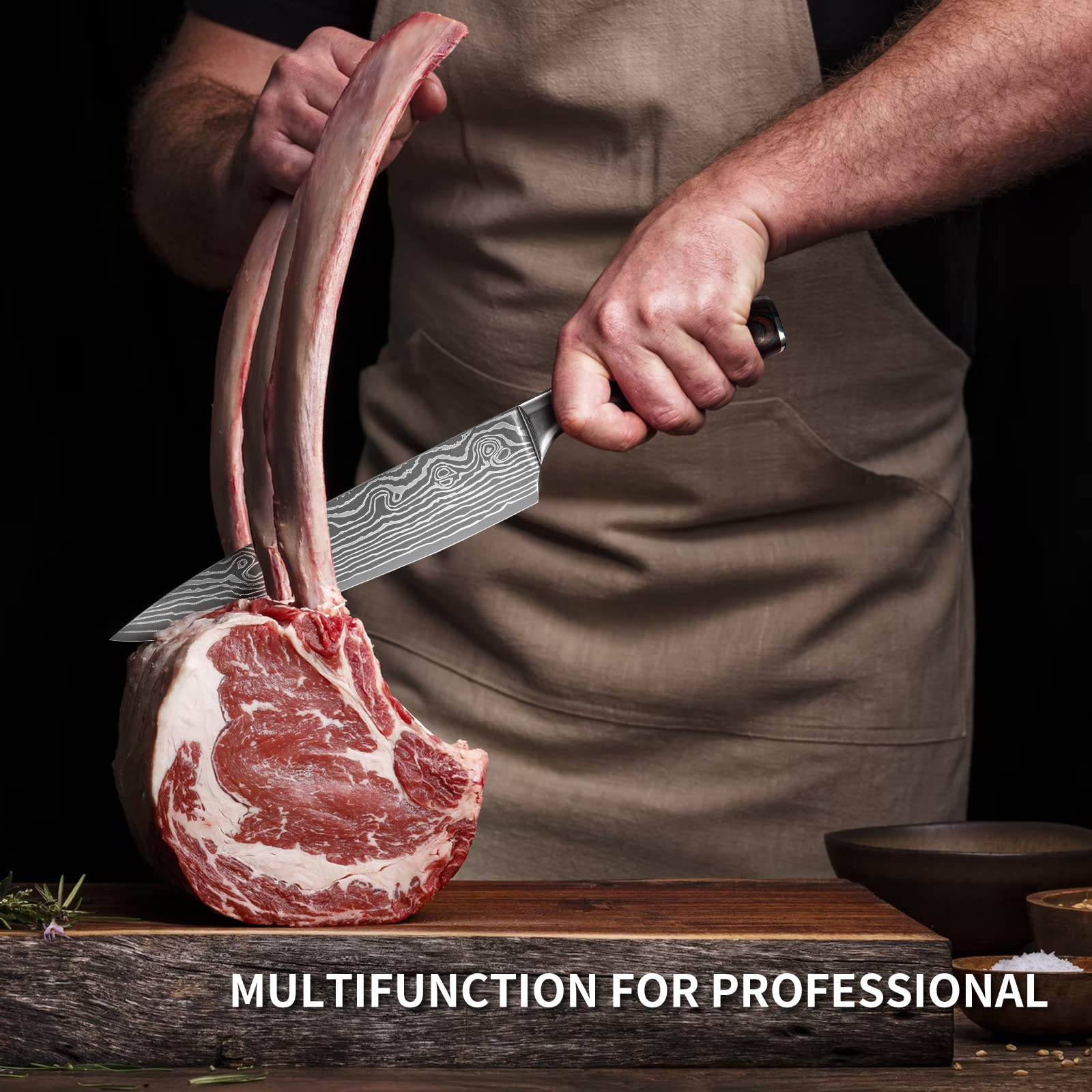 AIXIHOM Kitchen Chef Knife 8 inch Japanese Chefs Knife,Professional Chef Knives for Cooking,Carbon Stainless Steel Sharp Cutting Knife with Ergonomic Handle & Gift Box