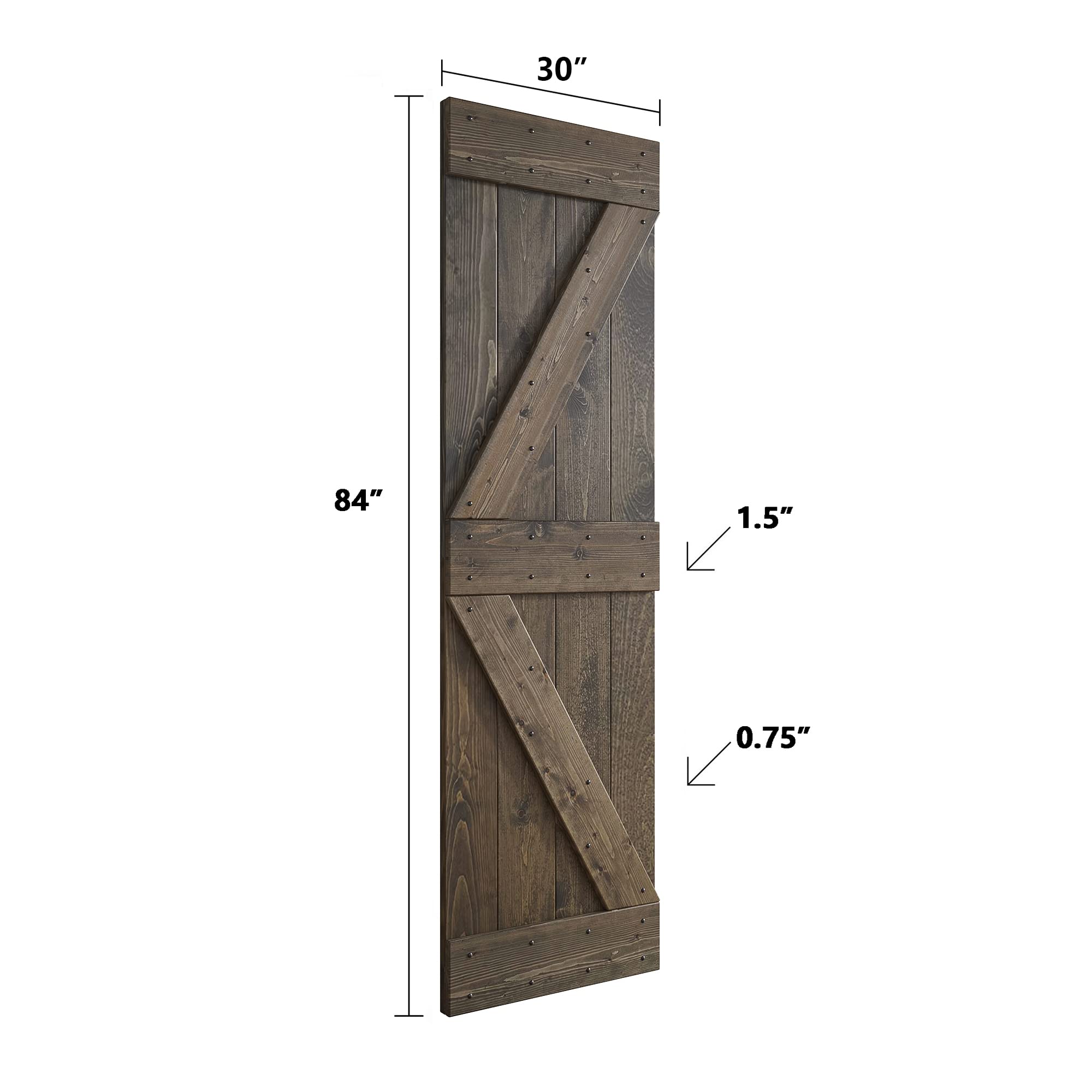 48 in/60in/72in/84in X 84 in K Series DIY Knotty Wood Double Sliding Barn Door with Hardware Kit (60 in x 84 in, Aged Barrel)