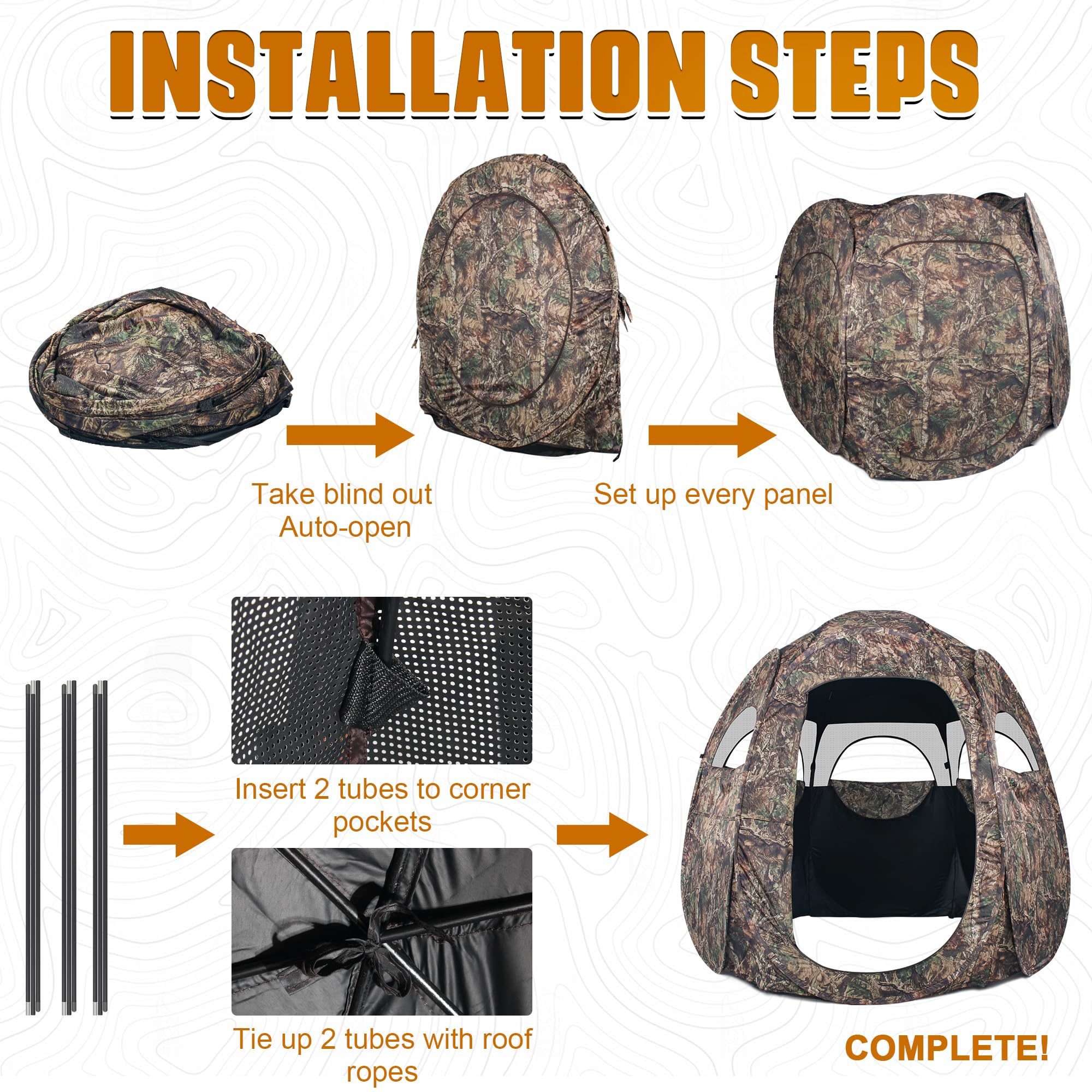 2-3 Person Auto Set See Through Hunting Blind with See-Through Hunting Blind Set