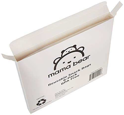 Amazon Brand - Mama Bear Reusable Snack Bags, One Size, 6-pack