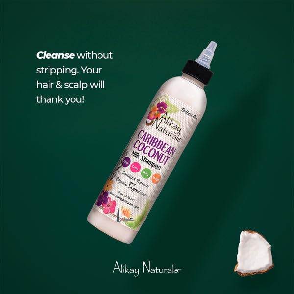 Alikay Naturals Caribbean Coconut Milk Shampoo Natural Nettle, Coconut Milk & Oil 8 Ounce