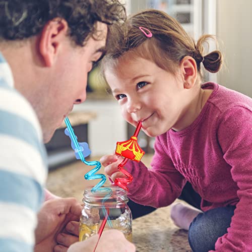 24 Circus Party Favors Drinking Straws for Circus Carnival Party Supplies with 2 PCS Straws Cleaning Brush