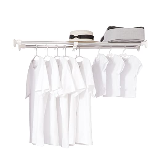 DAHOOMII Adjustable Closet Shelf Divider Tension Rod Expandable Clothes Storage Hanger Coat Rack DIY Stainless Steel 69-91.5cm/27.17inch-36.02inch 0778 -10 0