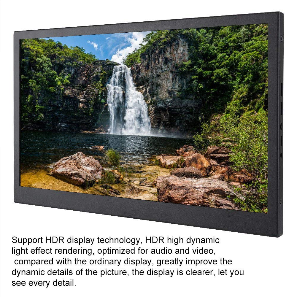 ASHATA Portable Monitor, 13.3 inch 1920x1080 FHD HDR Display with Bracket, Gaming Monitor for PS3 Switch/for 360, Micro and 3.5mm Port, DC 12V or Micro USB 5V Power