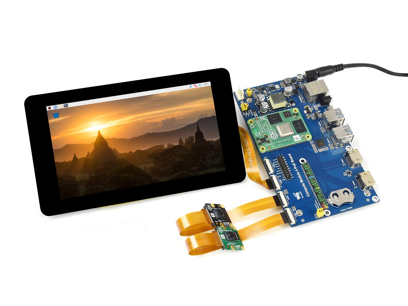 Compute Module 4 IO Board with PoE Feature for All Raspberry Pi Compute Module 4,Integrates 802.3af-Compliant PoE Circuit,4X USB 3.2 Gen1 Ports,2X MIPI DSI Display/CSI-2 Camera Connectors