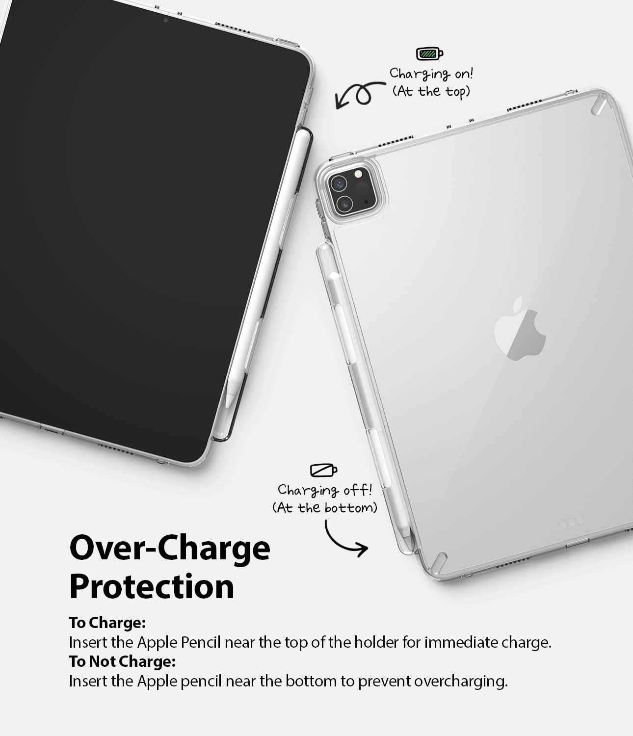 Ringke Fusion [Case + Pencil Holder] Compatible with iPad Pro 11 Inch Case (4th 2022, 3rd 2021, 2nd 2020, 1st 2018) Transparent Hard Back Shockproof Double Air Pocket Bumper - Clear